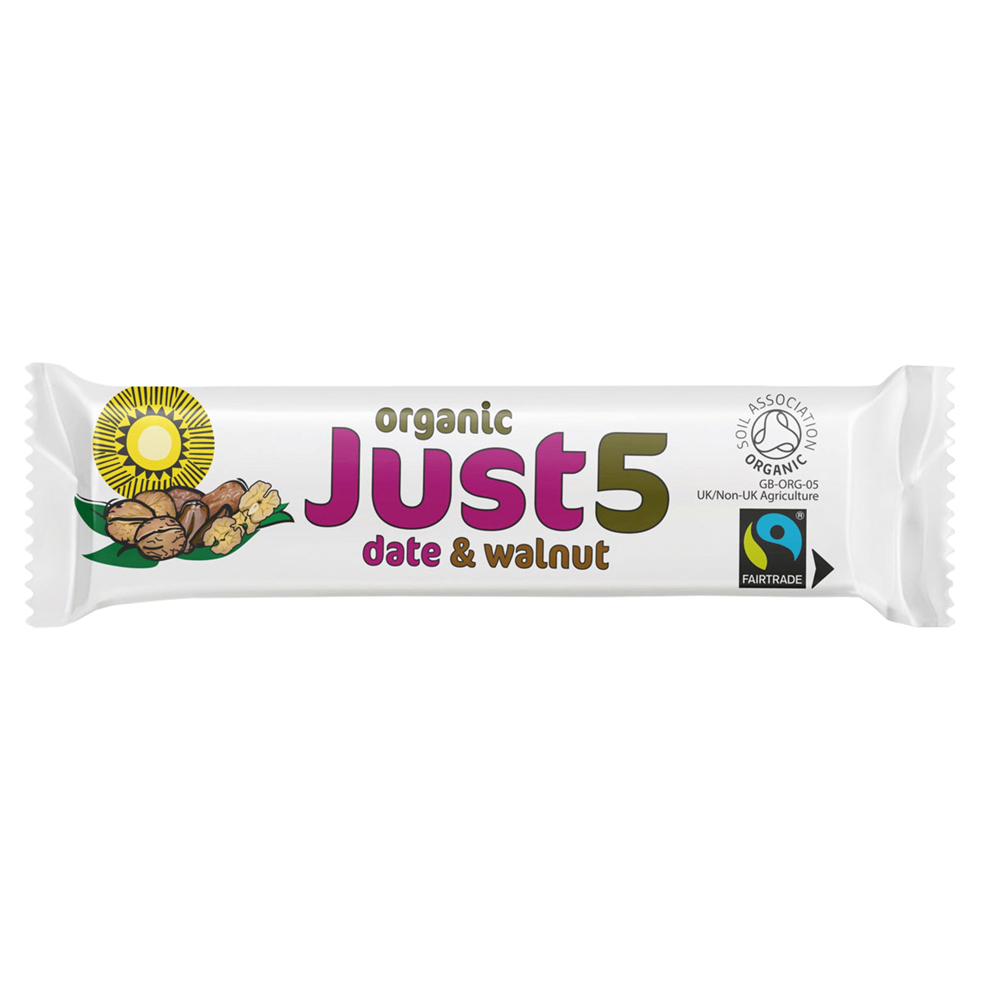 Organic Just 5 Date & Walnut Snack Bar, 40g bar – Equal Exchange UK